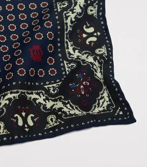 Dunhill Mulberry Silk Floral Medallion Pocket Square - Red