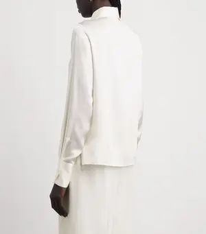 Eleventy Silk Satin Long Sleeve Shirt