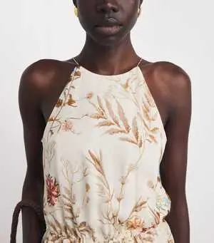 Eleventy Floral Print Silk Maxi Dress