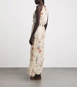 Eleventy Floral Print Silk Maxi Dress