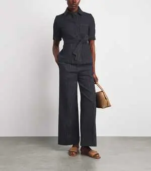 Eleventy Cotton-blend Belted Blouse