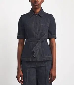 Eleventy Cotton-blend Belted Blouse