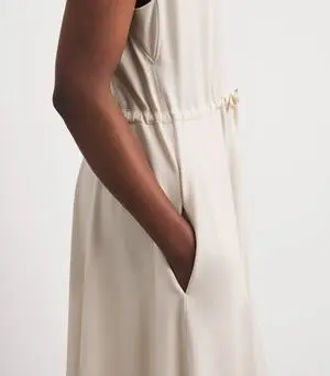 Eleventy Stretch-jersey Zip-up Maxi Dress With Drawstring Waist
