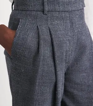 Eleventy Wool-linen Blend Trousers With Sequins