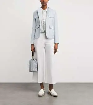 Eleventy Cropped Wide-leg Stretch-cotton Trousers