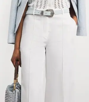 Eleventy Cropped Wide-leg Stretch-cotton Trousers