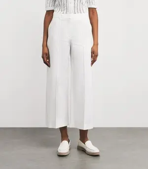 Eleventy Cropped Wide-leg Stretch-cotton Trousers