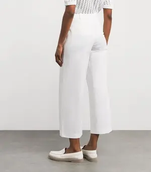 Eleventy Cropped Wide-leg Stretch-cotton Trousers