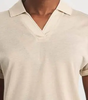 Eleventy Metallic Thread Polo Shirt - Beige