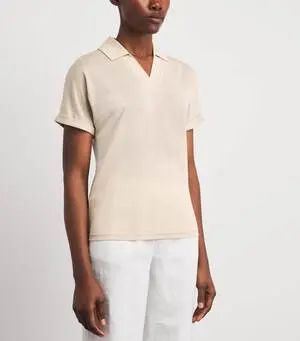 Eleventy Metallic Thread Polo Shirt - Beige