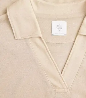 Eleventy Metallic Thread Polo Shirt - Beige