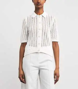 Eleventy Cotton-linen Blend Cardigan With Metallic Detail - White