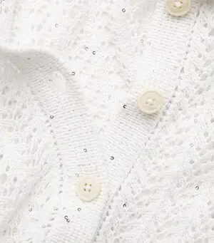 Eleventy Cotton-linen Blend Cardigan With Metallic Detail - White