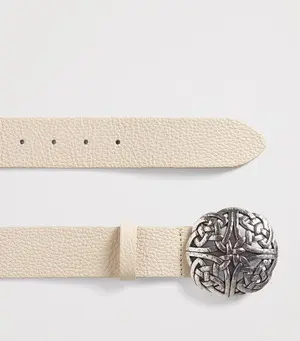 Eleventy Woven Buckle Leather Belt