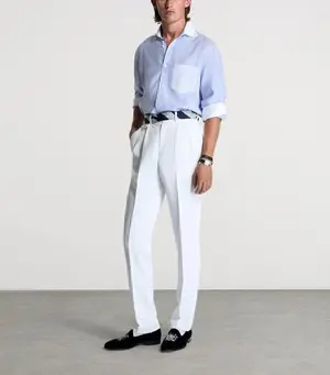 Dunhill Linen Double-pleated Formal Trousers
