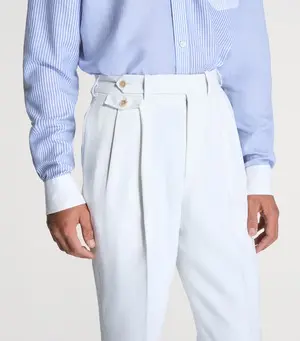 Dunhill Linen Double-pleated Formal Trousers