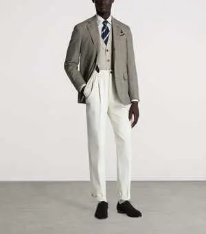 Dunhill Wool-cashmere Check Cavendish Blazer - Beige