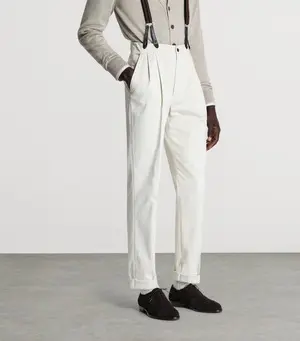 Dunhill Cotton Double-pleat Chinos - Grey