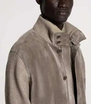 Dunhill Cashmere And Leather Bomber Jacket - Neutral