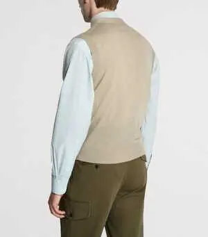 Dunhill Linen-cashmere V-neck Sweater Vest - Beige