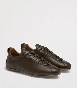 Dunhill Leather Davies Automotive Sneakers - Brown