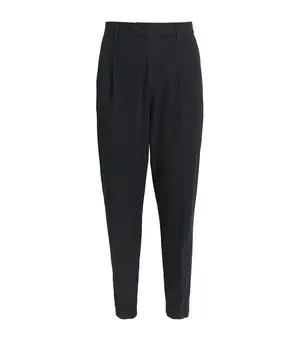 Eleventy Stretch Cotton Relaxed Fit Trousers - Black