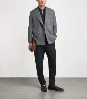 Eleventy Stretch Cotton Relaxed Fit Trousers - Black