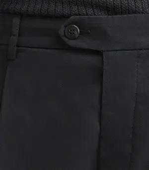 Eleventy Stretch Cotton Relaxed Fit Trousers - Black