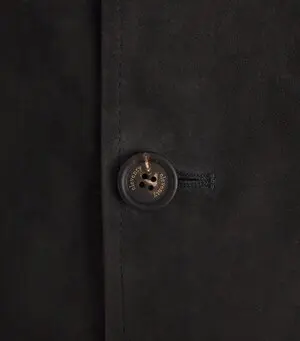Eleventy Suede Mandarin Collar Jacket - Black