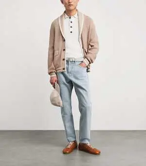Eleventy Cotton Shawl Collar Cardigan - Beige