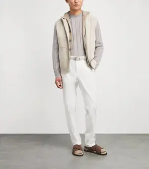 Eleventy Platinum Collection Cotton-silk-cashmere Sweater With Vertical Stitching