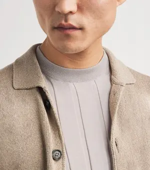 Eleventy Platinum Collection Cotton-silk-cashmere Sweater With Vertical Stitching