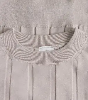 Eleventy Platinum Collection Cotton-silk-cashmere Sweater With Vertical Stitching