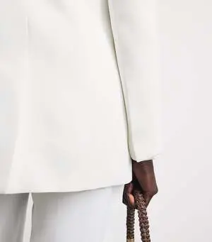 Eleventy Twill Tuxedo Jacket With Shawl Lapel - White