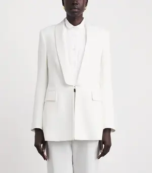 Eleventy Twill Tuxedo Jacket With Shawl Lapel - White