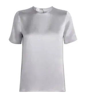 Eleventy Silk Satin Crew Neck T-shirt