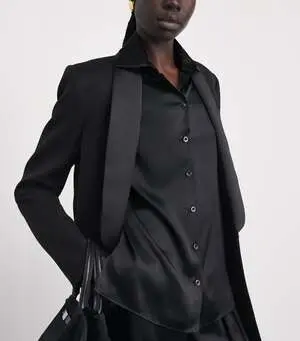 Eleventy Silk Satin Long Sleeve Shirt