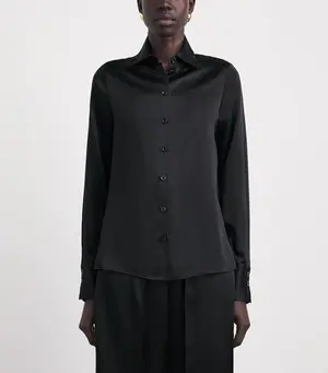Eleventy Silk Satin Long Sleeve Shirt