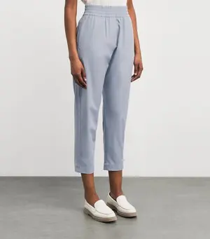 Eleventy Cropped Elasticated Waist Trousers - Blue