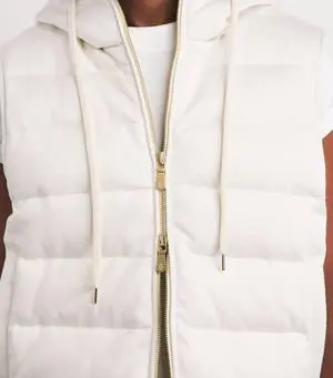 Eleventy Cotton-blend Hooded Padded Gilet - Ivory