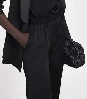 Eleventy Silk Wide-leg Palazzo Trousers - Black