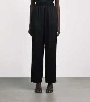 Eleventy Silk Wide-leg Palazzo Trousers - Black