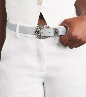 Eleventy Suede Belt With Texas-style Buckle - Blue