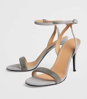 Eleventy Suede Crystal-embellished Stiletto Sandals