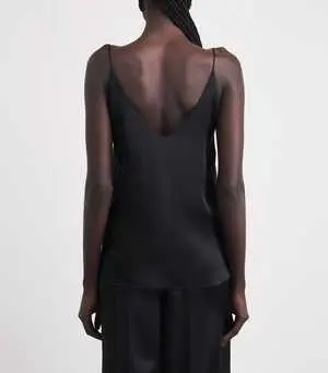 Eleventy Silk V-neck Cami Top - Black