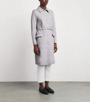 Eleventy Nappa Leather Trench Coat