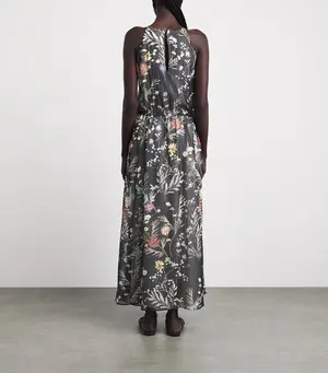 Eleventy Silk Floral Print Maxi Dress