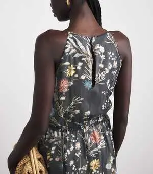 Eleventy Silk Floral Print Maxi Dress