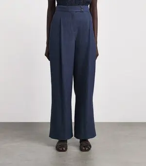 Eleventy Linen-wool-silk Blend Pleated Trousers
