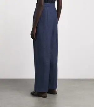 Eleventy Linen-wool-silk Blend Pleated Trousers